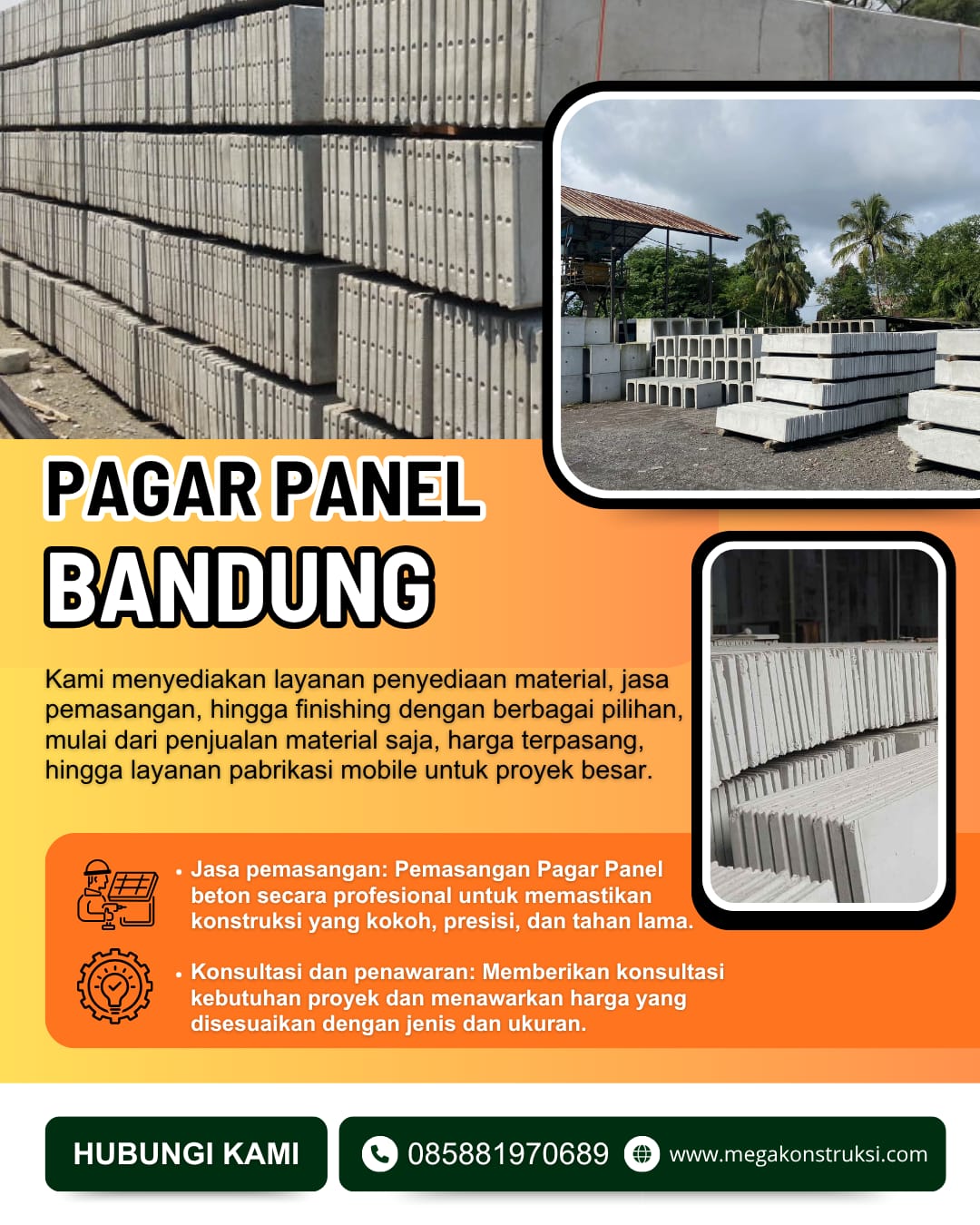 Pagar Panel Beton Bandung Terpasang - PT. Java Mega Konstruksi